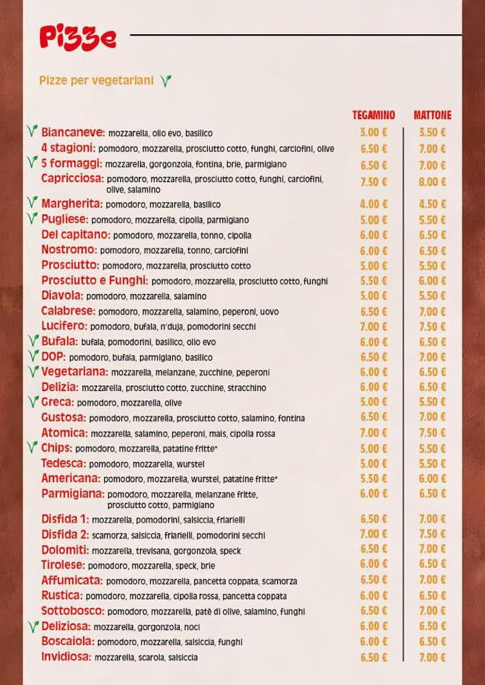 Menu da Morsi e Rimorsi ristorante, Cambiano