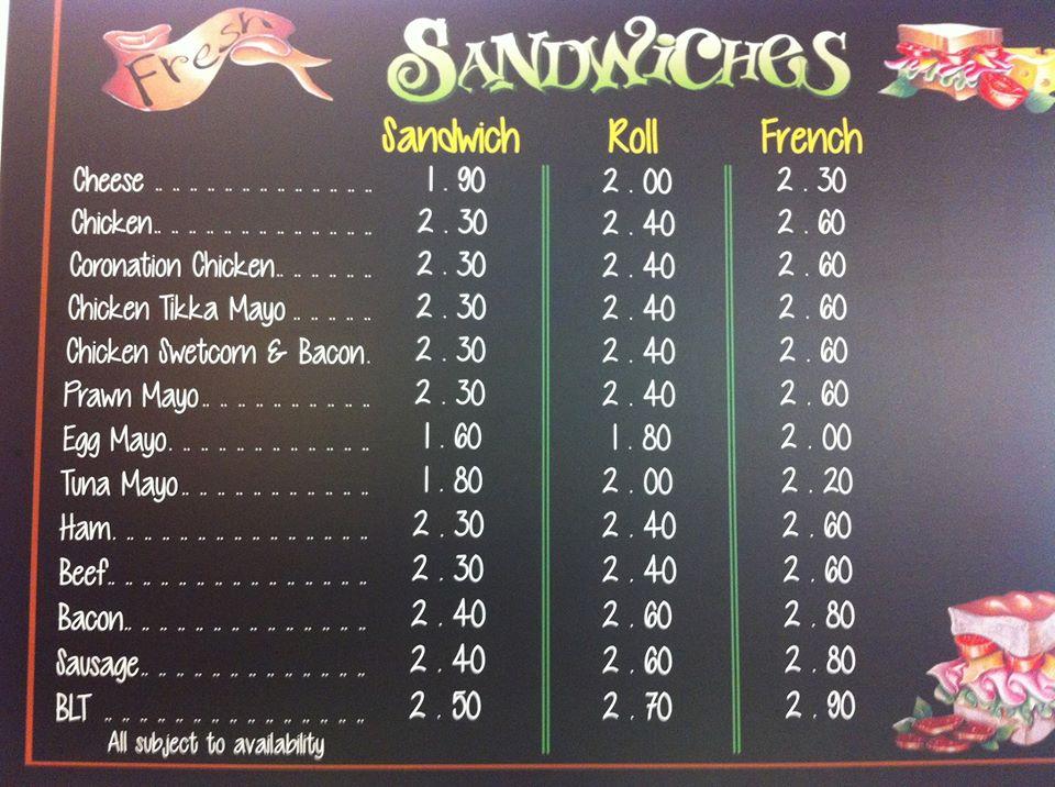 Menu at Morton's Cafe, Luton