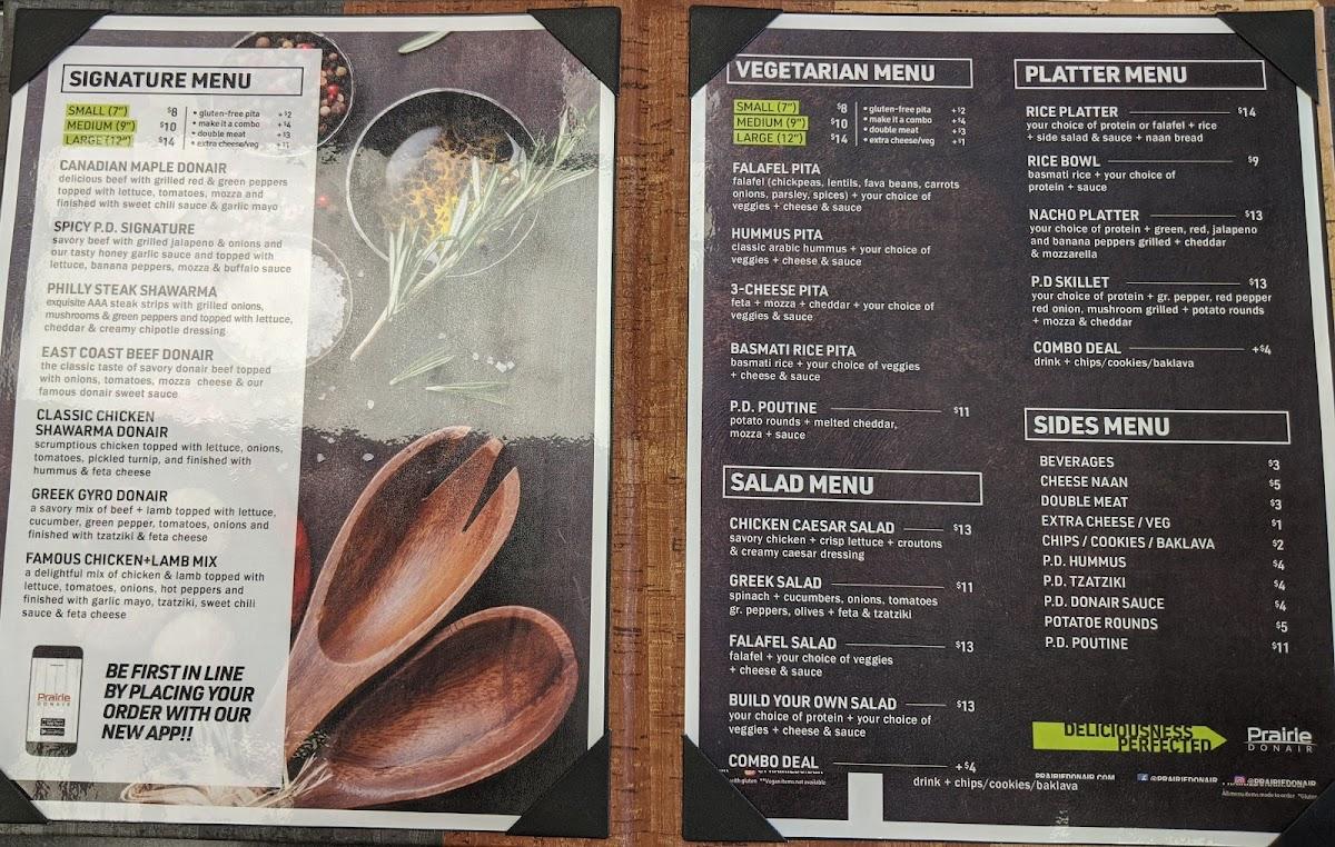 Menu at Prairie Donair - Yorkton restaurant, Yorkton