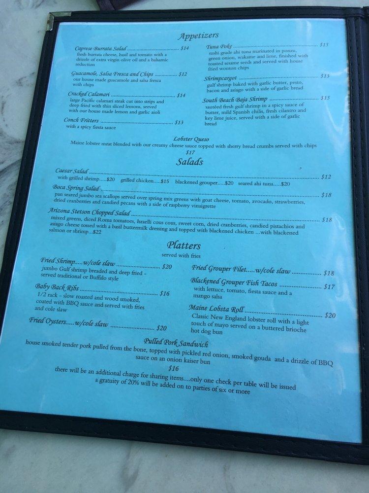 Menu at South Beach Bar & Grille, Boca Grande