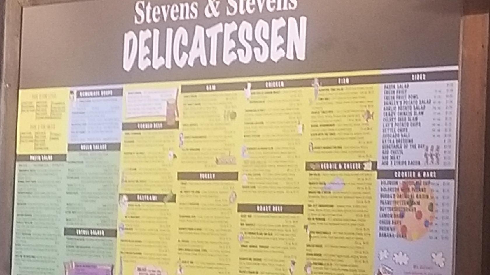 Menu at Stevens Deli restaurant, Louisville