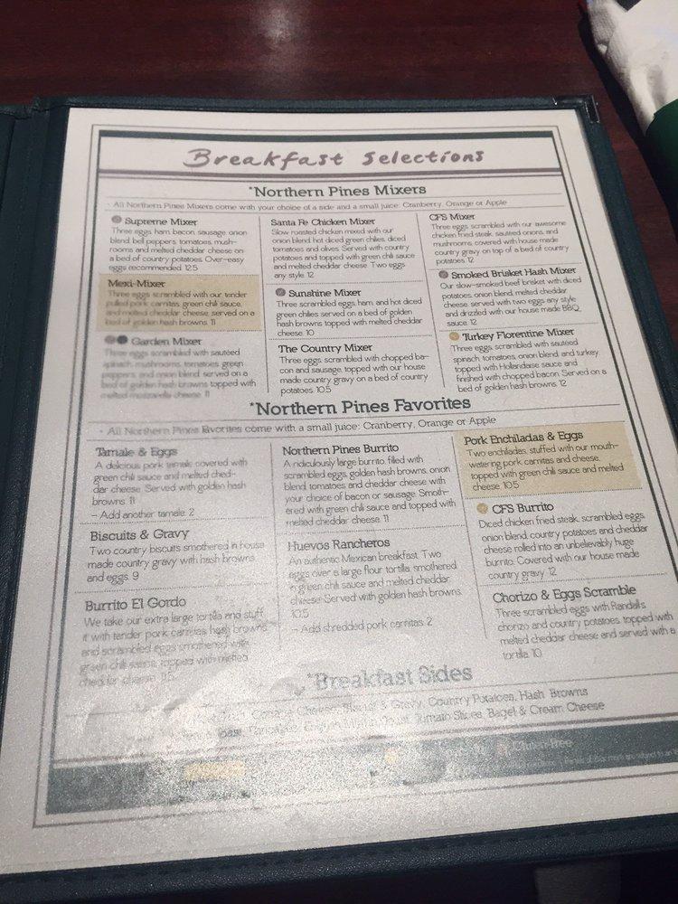 Menu at The Northern Pines Restaurant, Flagstaff
