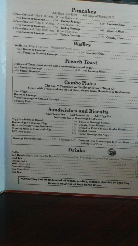 Menu at The Park Restaurant, Burlington