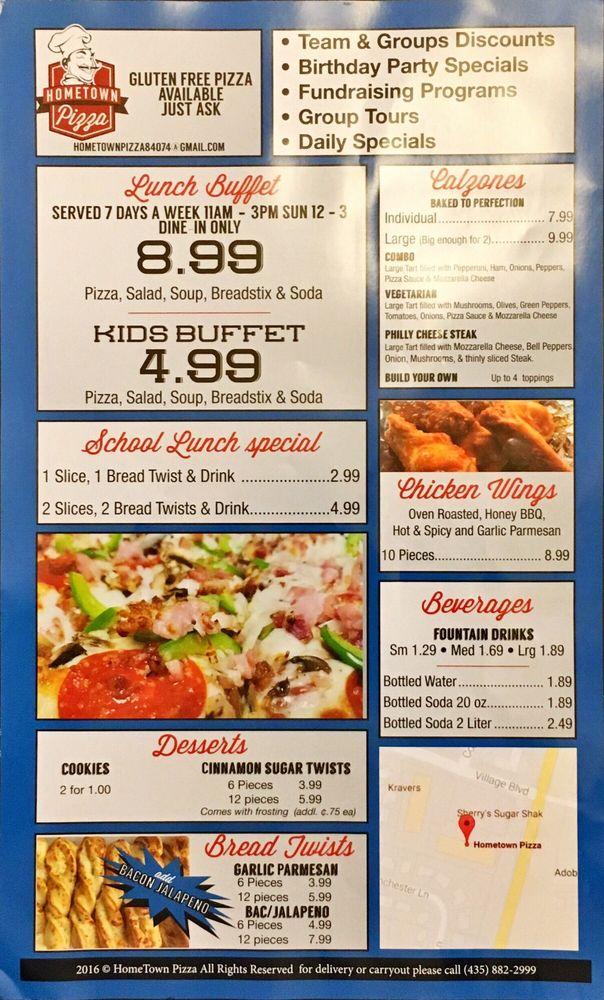 Menu at Hometown pizzeria, Stansbury Park