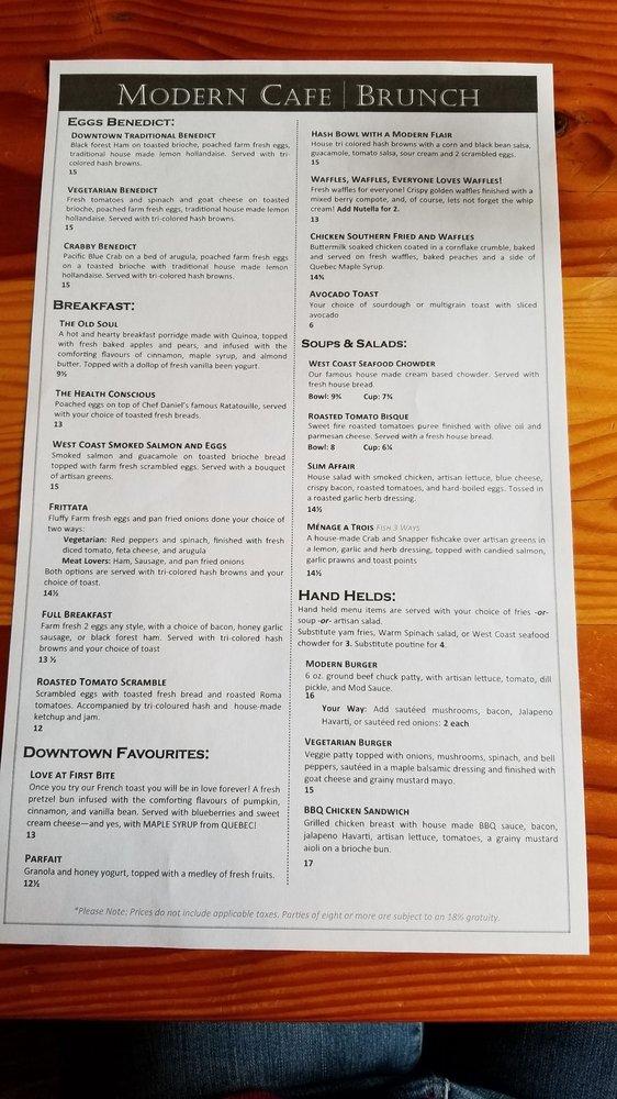Menu At The Modern Cafe Nanaimo Nanaimo Menu At The Modern Cafe Nanaimo Nanaimo