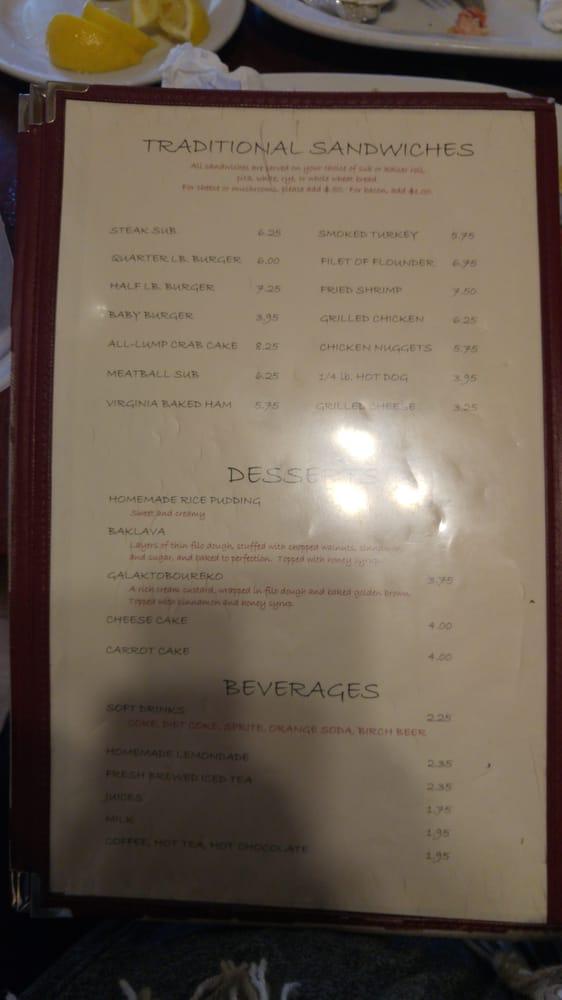 Menu at Samos Restaurant, Baltimore, 600 Oldham St