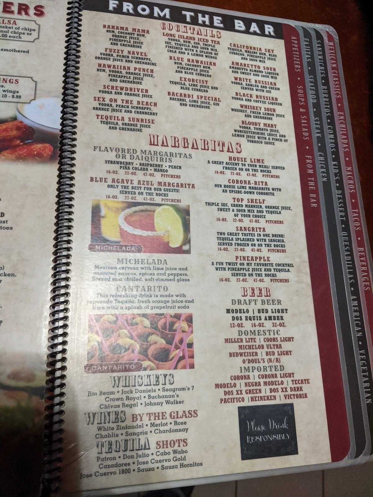 Menu at Agave Azul Mexican Restaurant, Covington