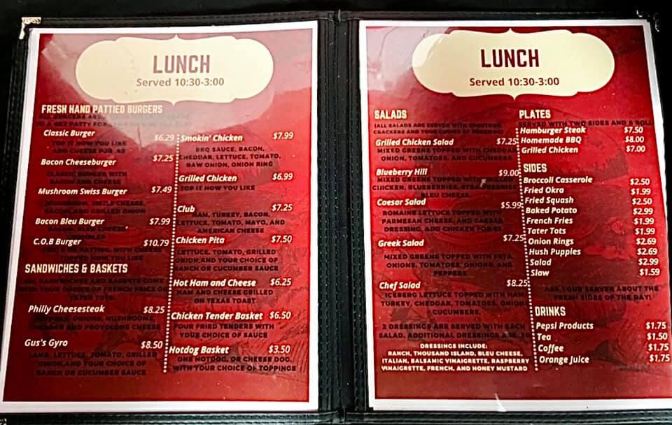 Menu at Danny's Cafe, Burlington