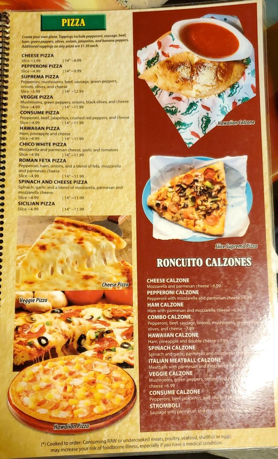 Menu at El Sazon restaurant, Cumberland