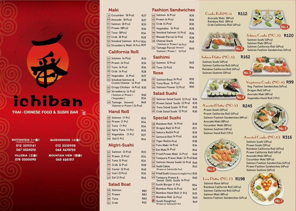 Menu at Ichiban Thai, Chinese Food & Sushi Bar (Rietfontein), Pretoria