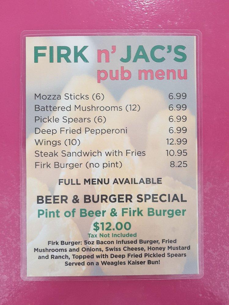 Menu at Jac's Burgers and Shakes restaurant, Bridgewater