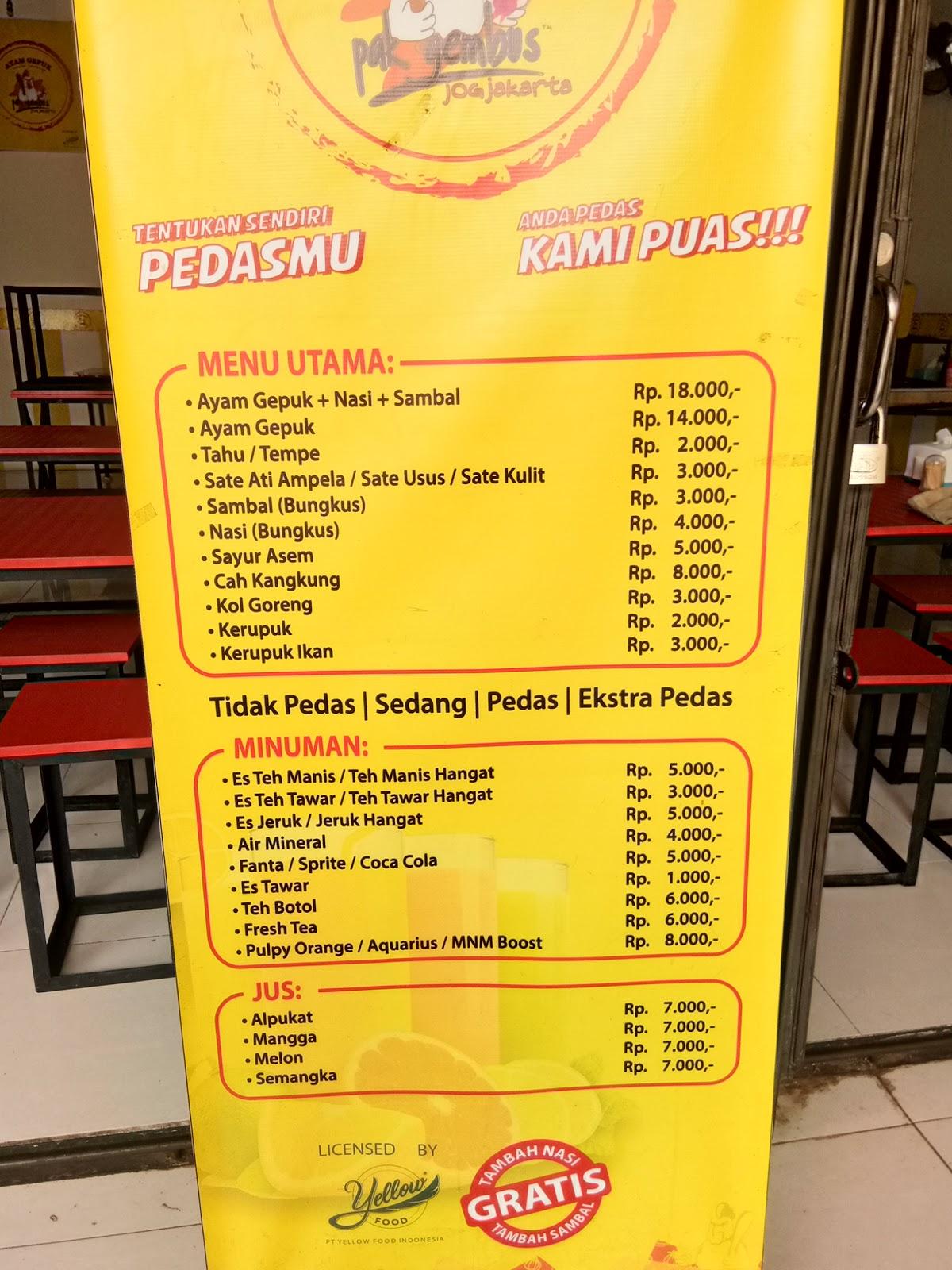 Menu at PT Sky Network Solution restaurant, Serasan Jaya