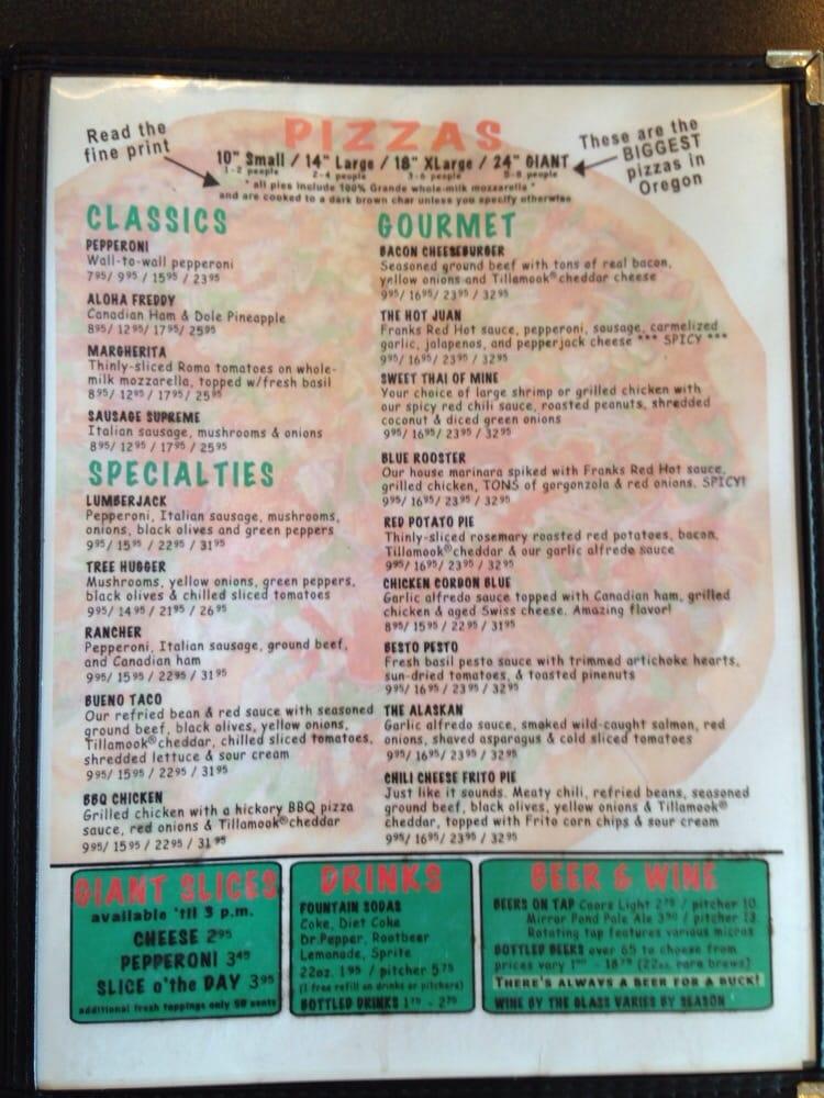 Menu at Paizano's Pizza pub & bar, Baker City