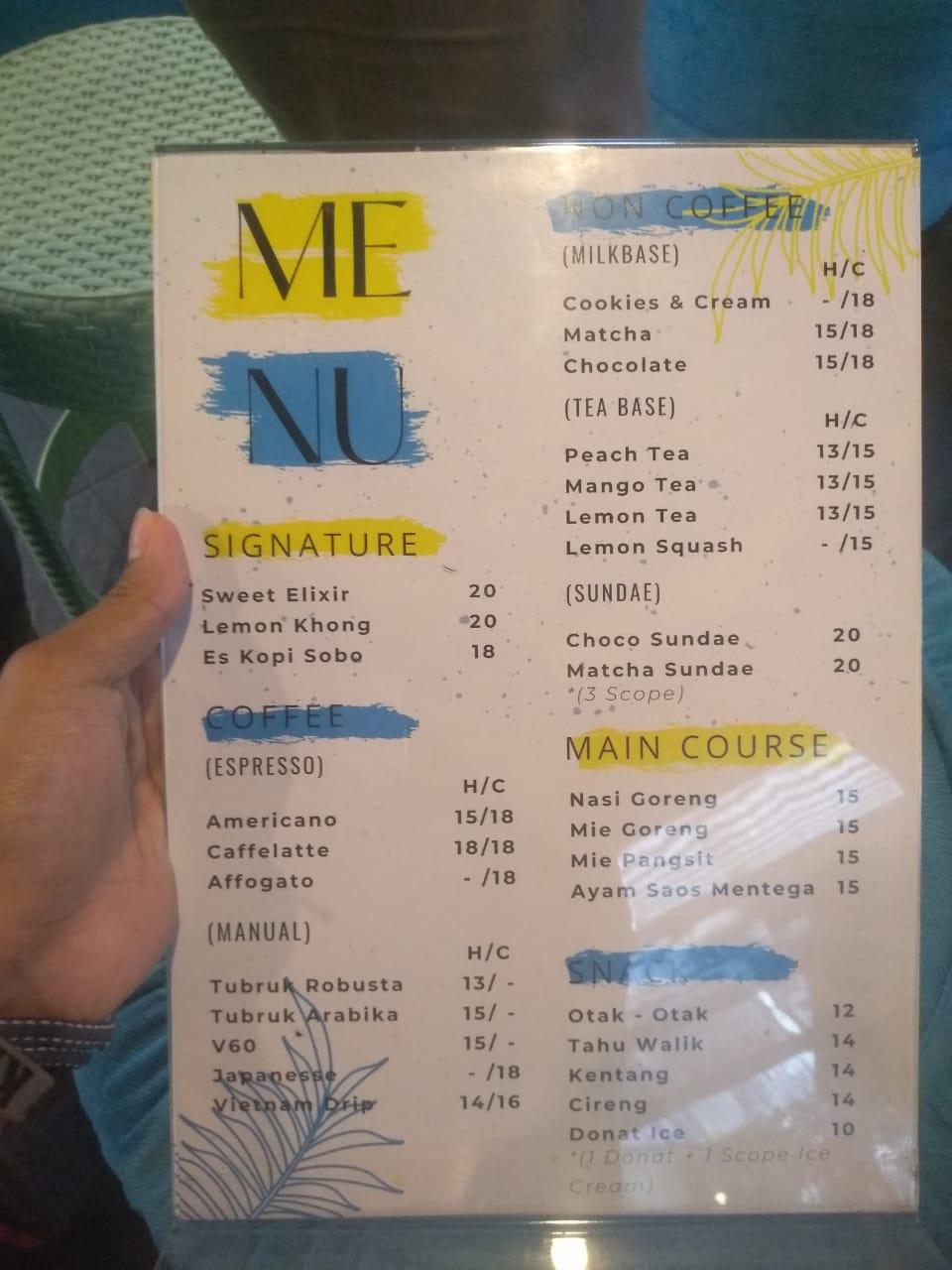 Menu at Sobo Cafe, Malang