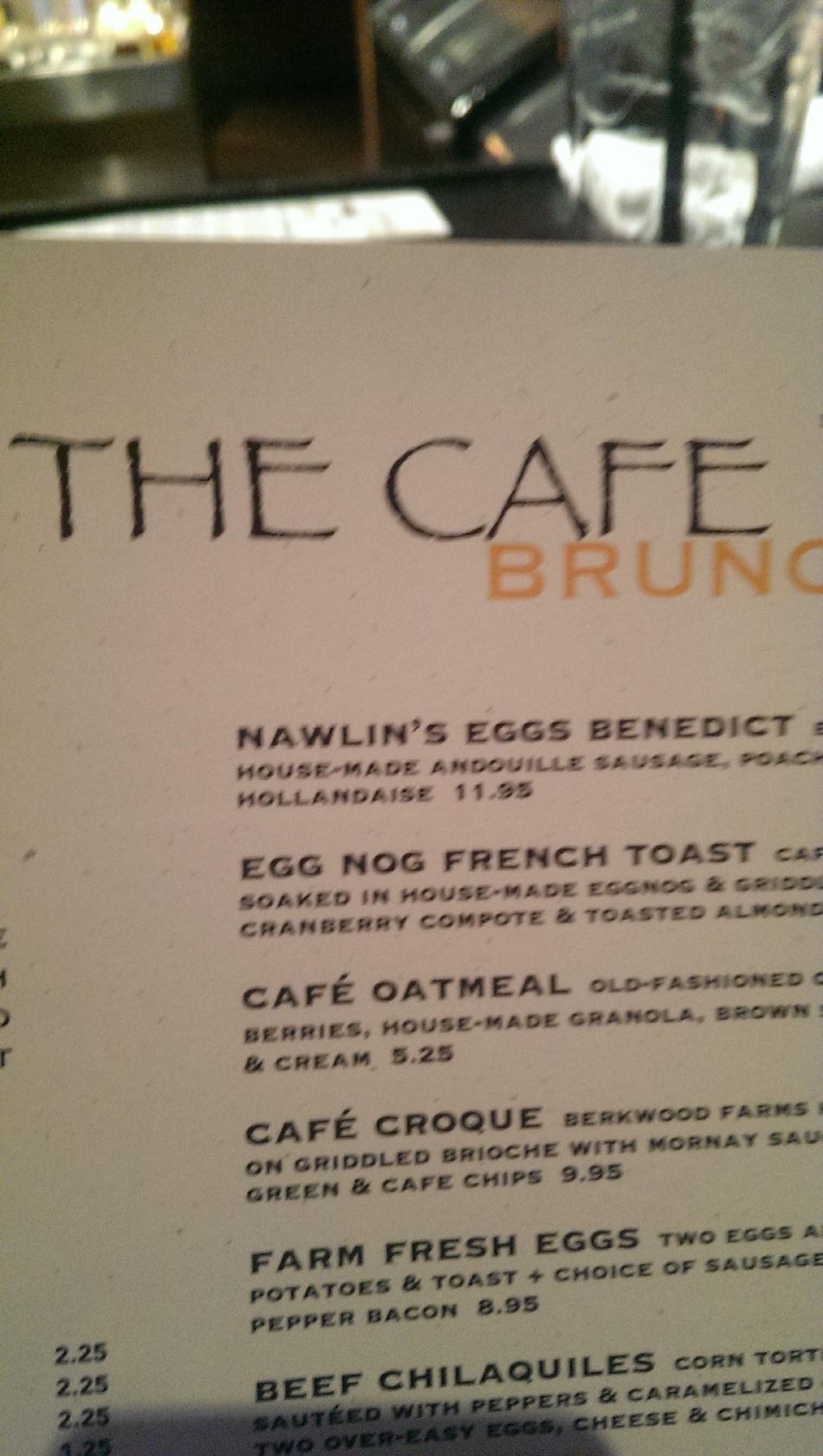 Menu at The Cafe, Ames