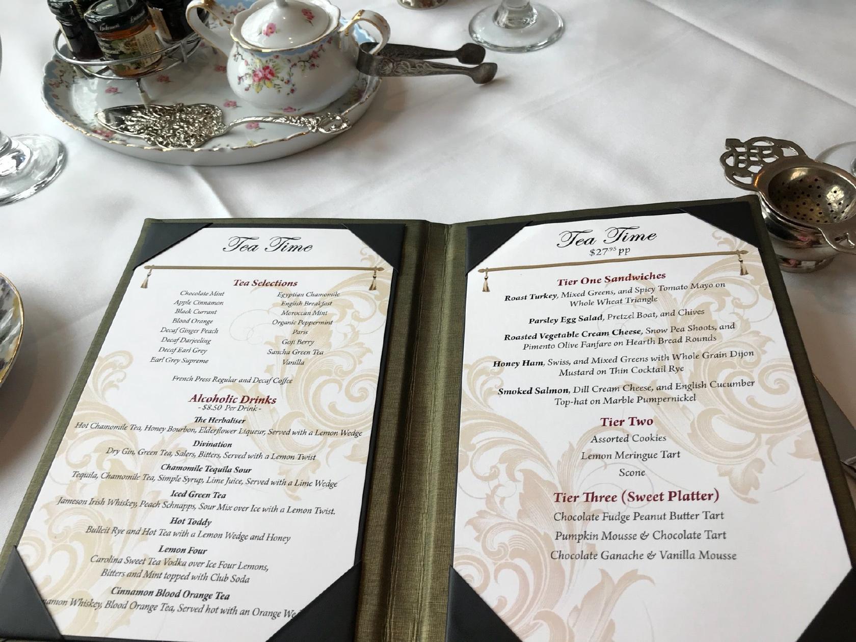 Menu at Washington Crossing Inn restaurant, Washington Crossing
