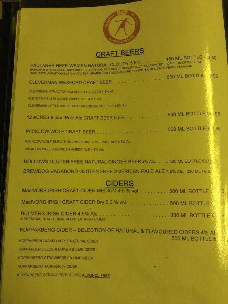 Menu at Eco Pizzeria and Restaurant, Gorey