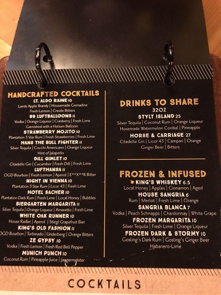 Menu at King's BierHaus pub & bar, Houston, E T C Jester Blvd