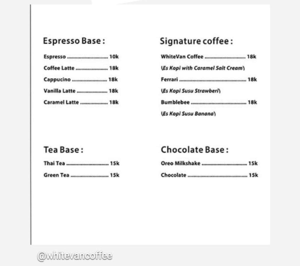 Menu at WhiteVan Coffee & Ikan Laut Bakar Nelayan restaurant, Karawang