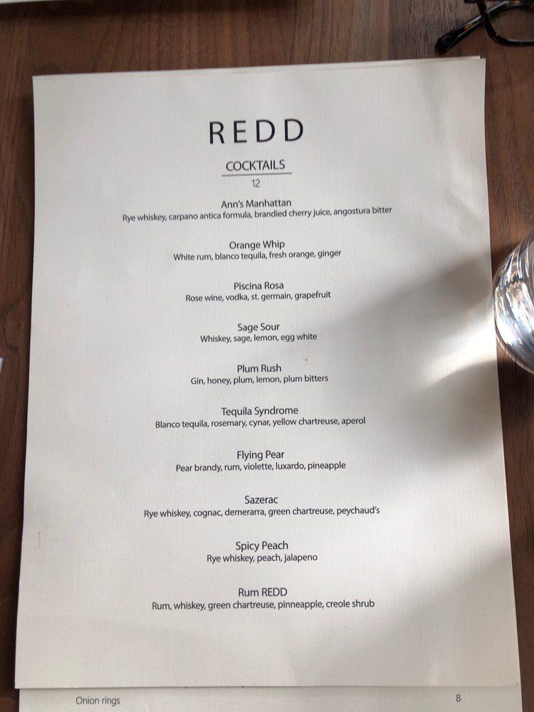 Menu at Redd restaurant, Rochester