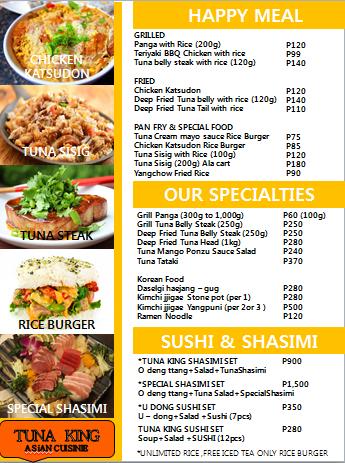 Menu at Tuna King Japanese Restaurant, Quezon City