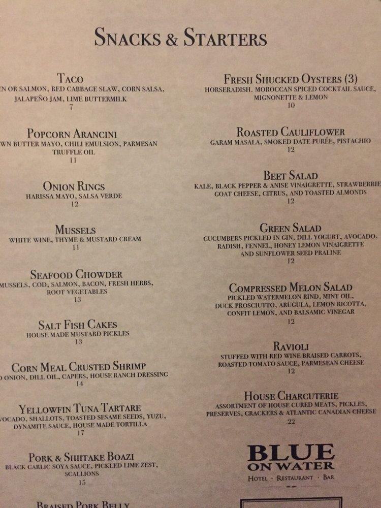 Menu at Blue On Water pub & bar, St. John's