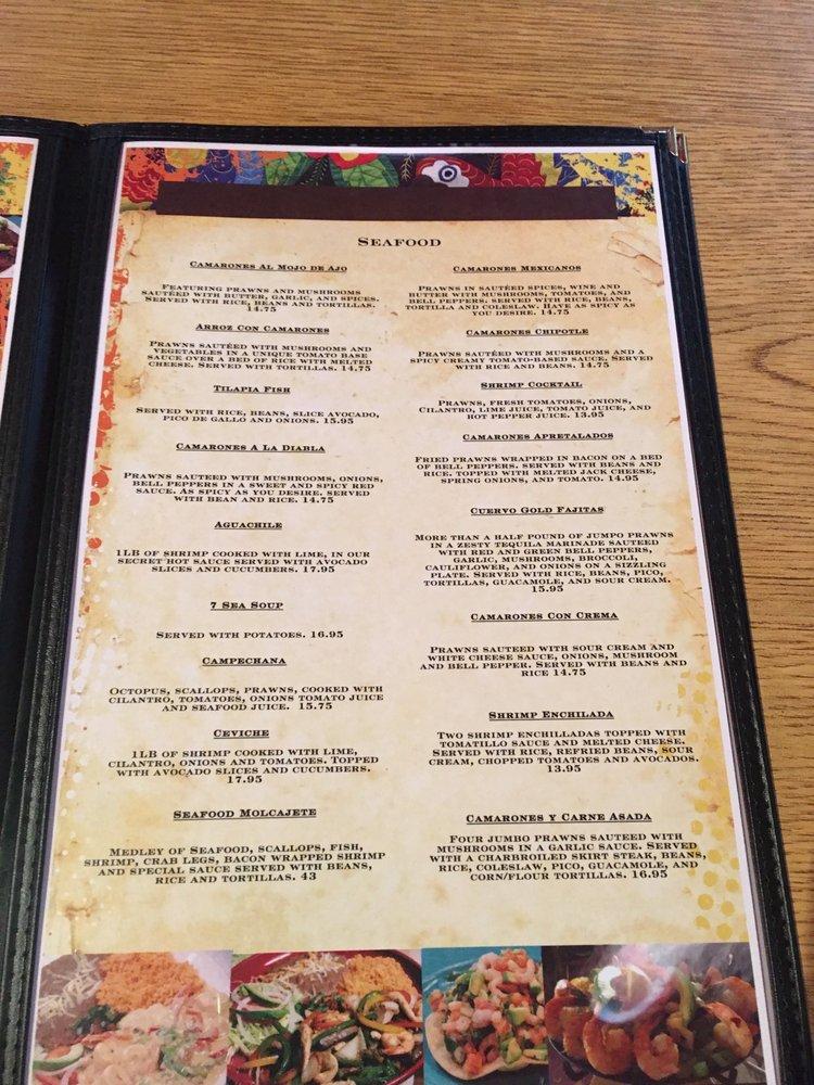 Menu at Nacho's Mexican Restaurant, Mossyrock