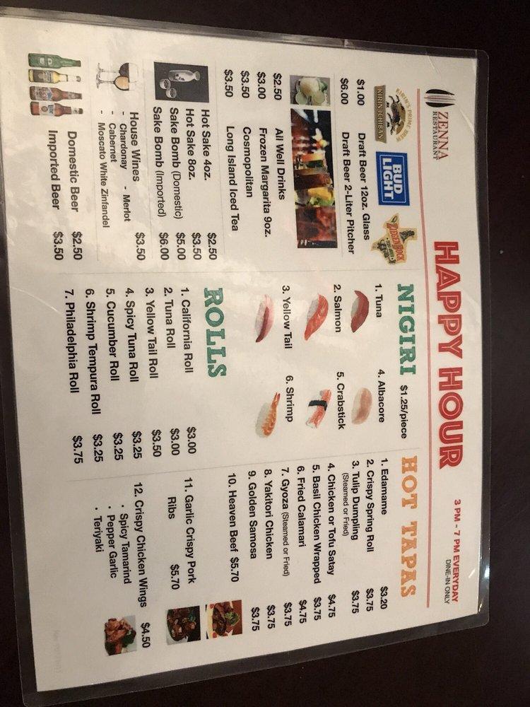 Menu at Zenna Thai & Japanese Restaurant, Plano, N Central Expy