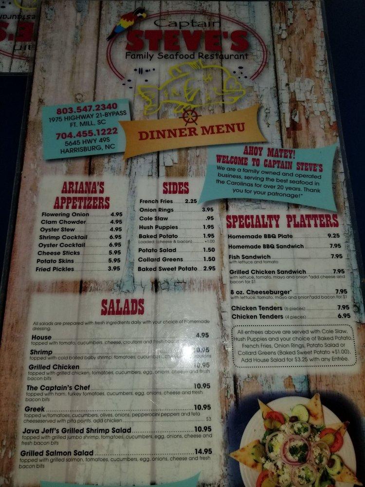Menu at Captain Steve's Family Seafood Restaurant, Harrisburg, State Hwy 49