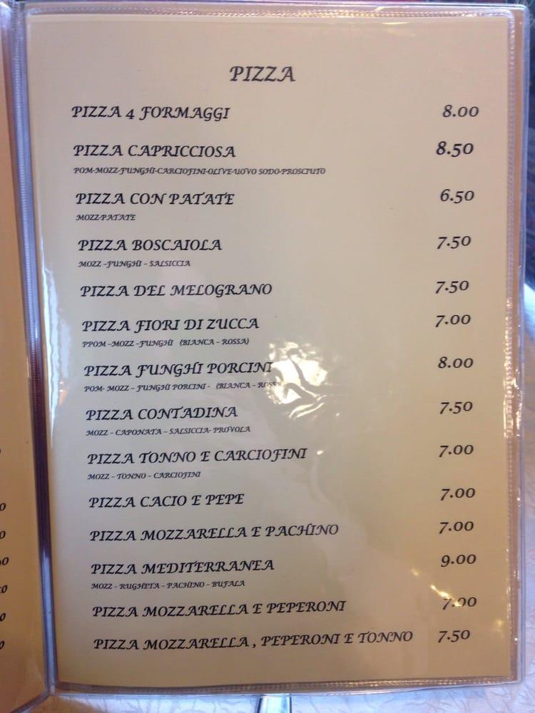Menu da Il Melograno pizzeria, Velletri, Via Appia Sud 151