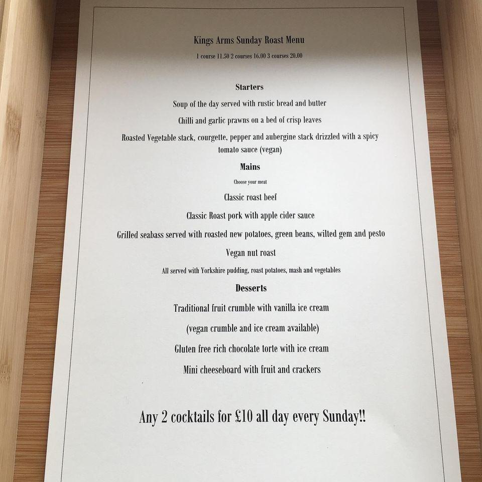 Menu at Kings Arms pub & bar, Ulverston, 35 King St