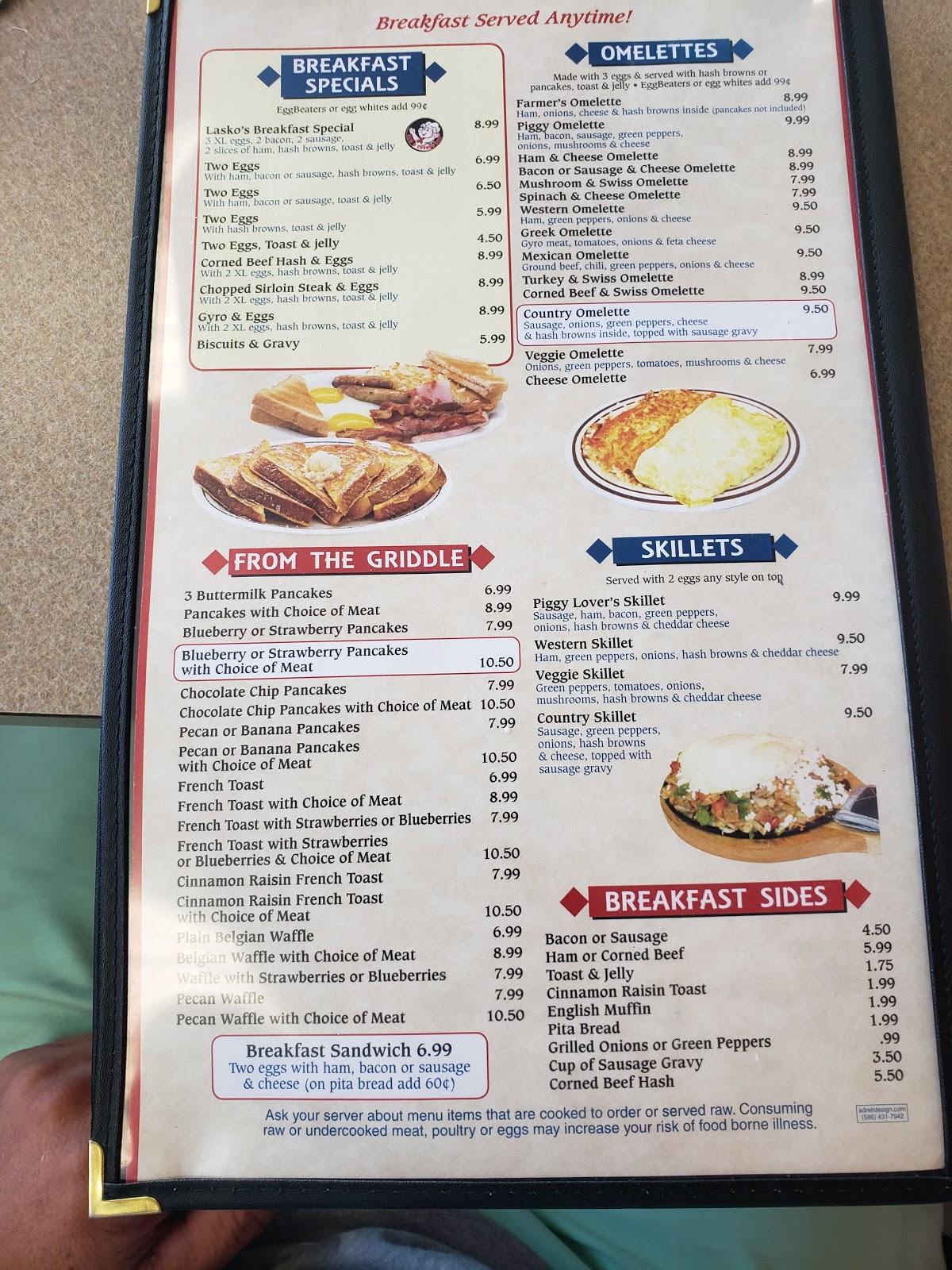 Menu at Lasko’s Restaurant, Bay City