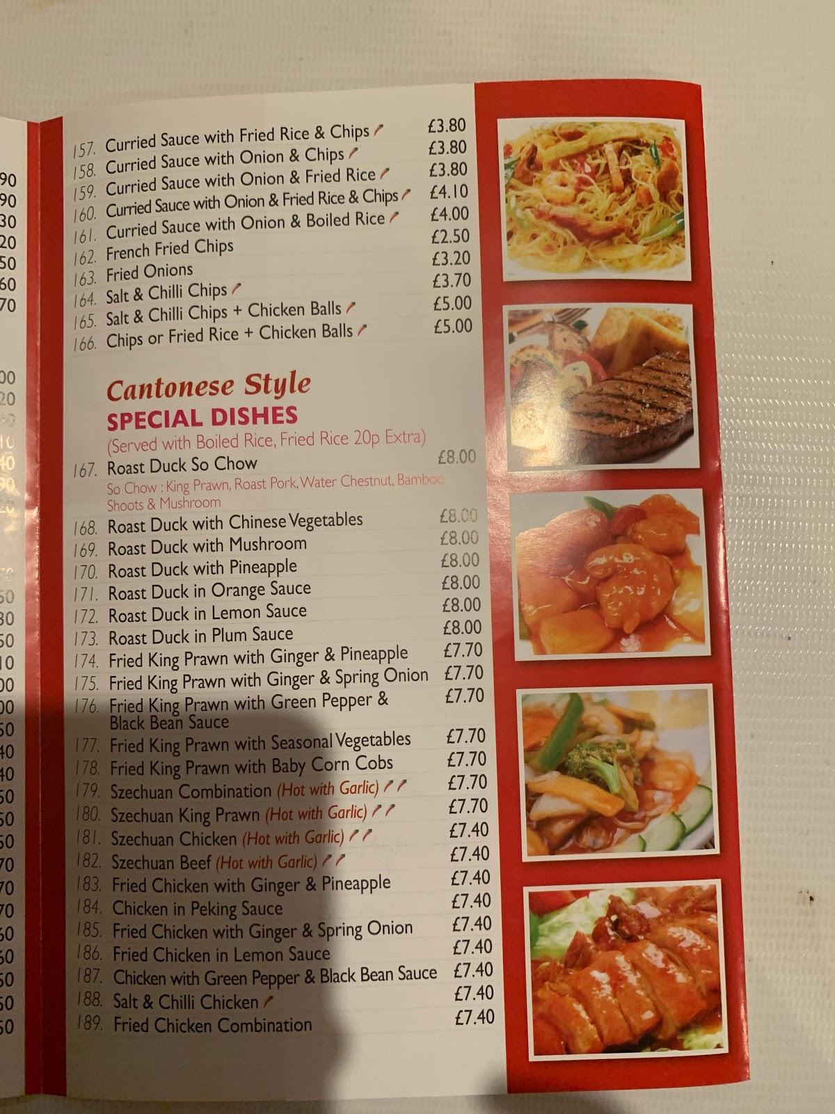 Menu at Lee Palace restaurant, Glasgow