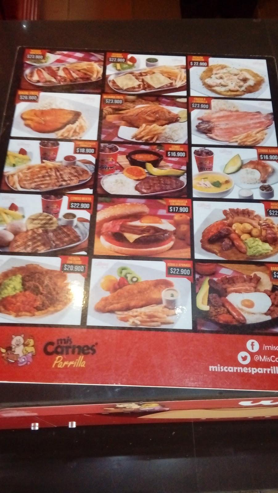 Carta de Mis Carnes Parrilla, Funza
