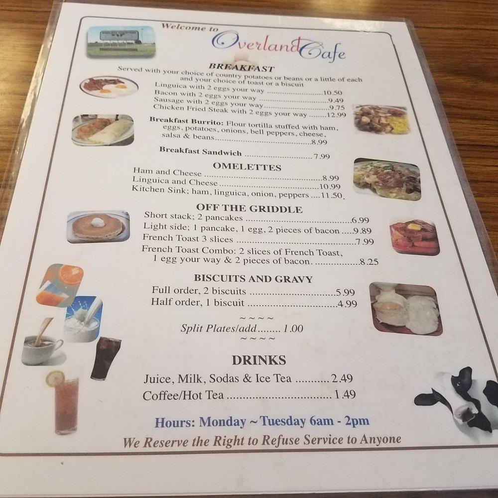 Menu at Overland Cafe, Hanford