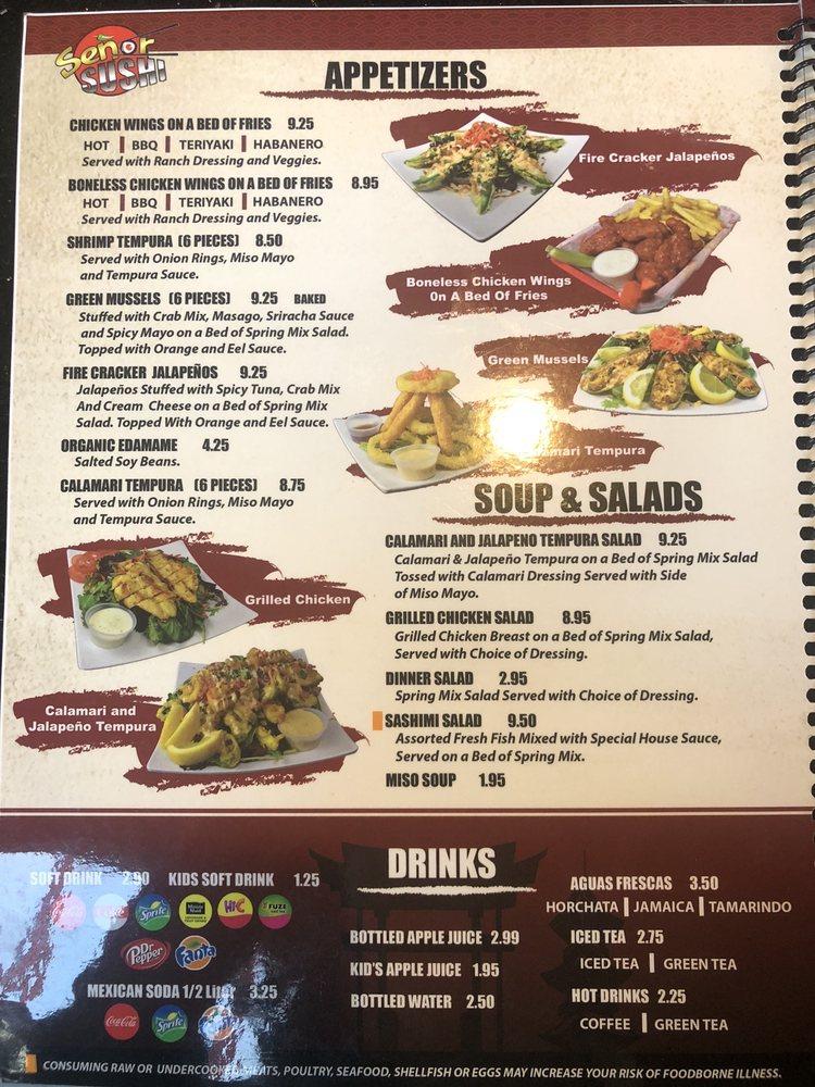 Menu at Señor Sushi Mesa restaurant, Mesa