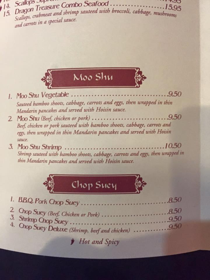 Menu at Dragon Treasure Chinese Restaurant, Fruita