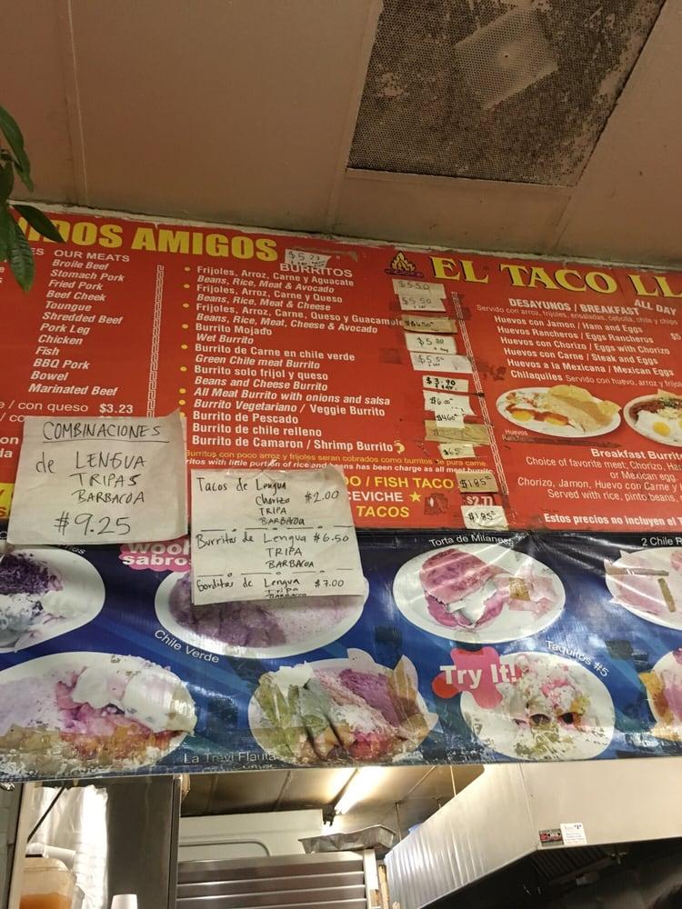 Menu at El Taco Llama. restaurant, Los Angeles, Corbin Ave # B