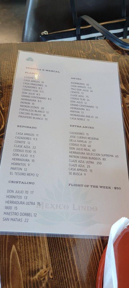 Menu at Mexico Lindo restaurant, El Dorado Hills