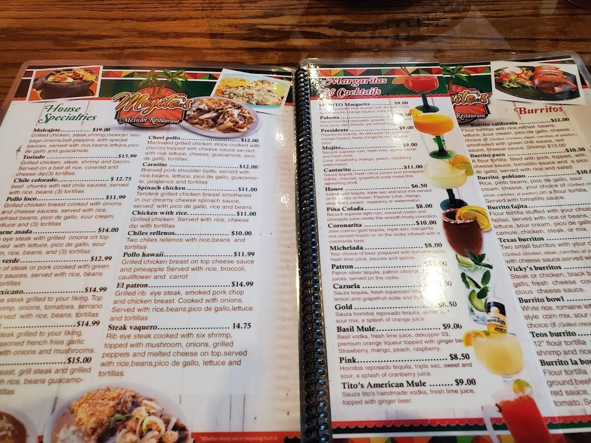 Menu at Mojito's Mexican Restaurant, Ankeny