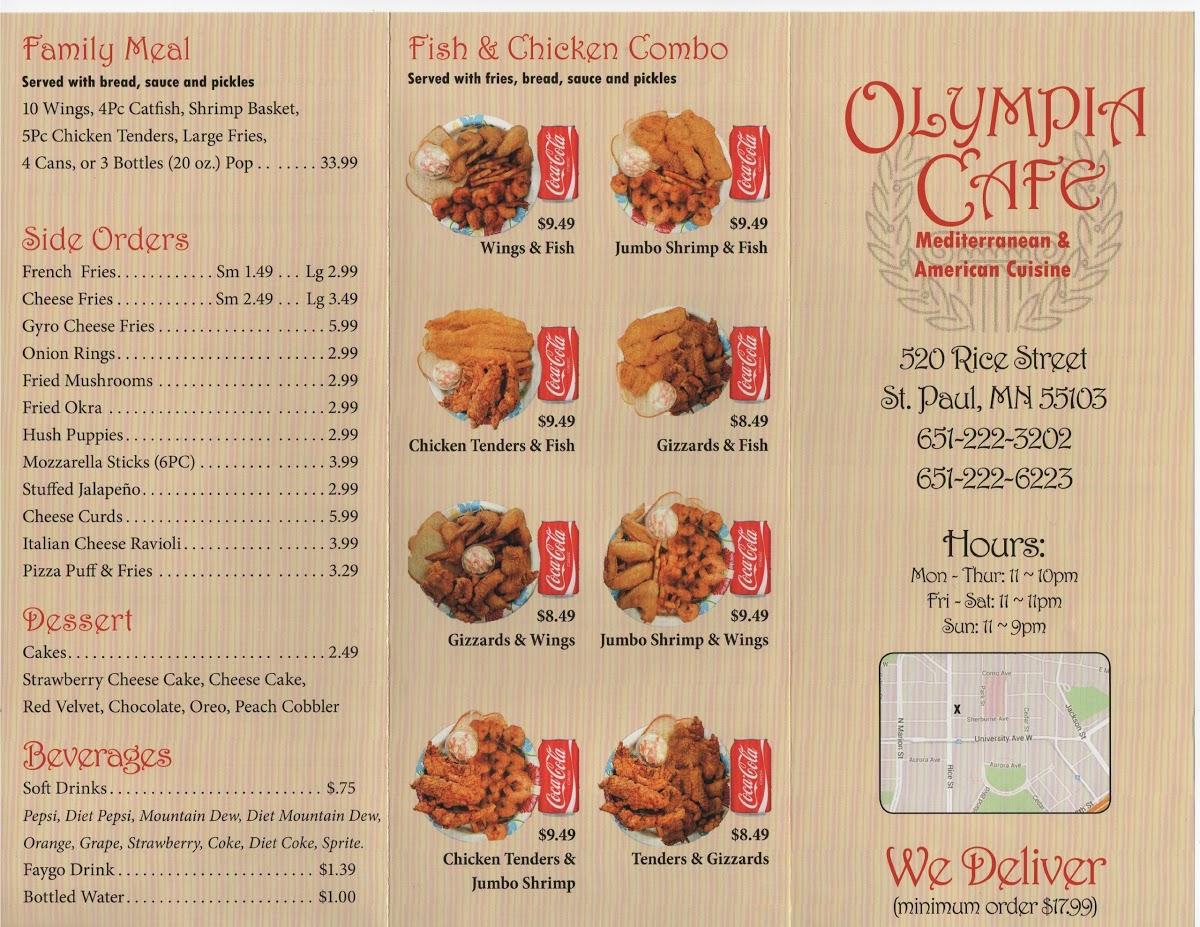 Menu at Olympia Cafe Mediterranean & American Cuisine, Saint Paul