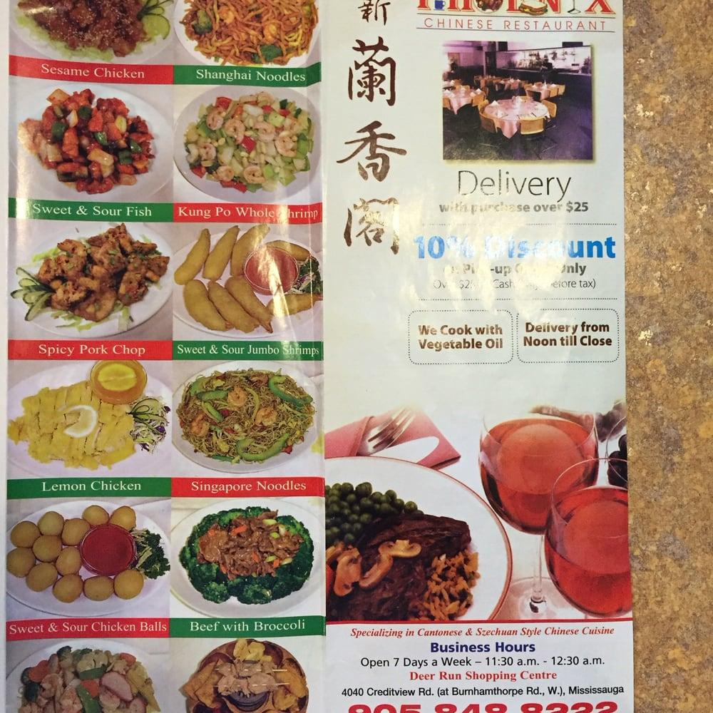 Menu at Phoenix Chinese Restaurant, Mississauga, Creditview Rd