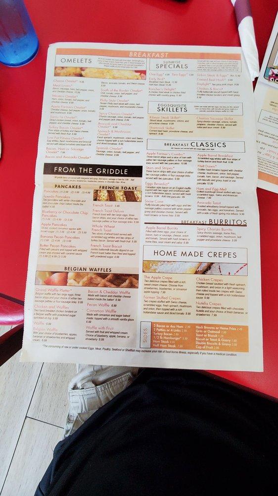 Menu at Apple Barrel Cafe, Owasso