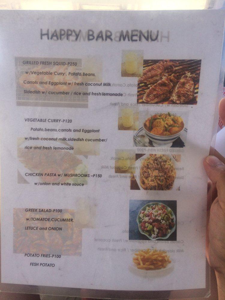 Menu at Happy Bar, San Vicente, C57H+V84