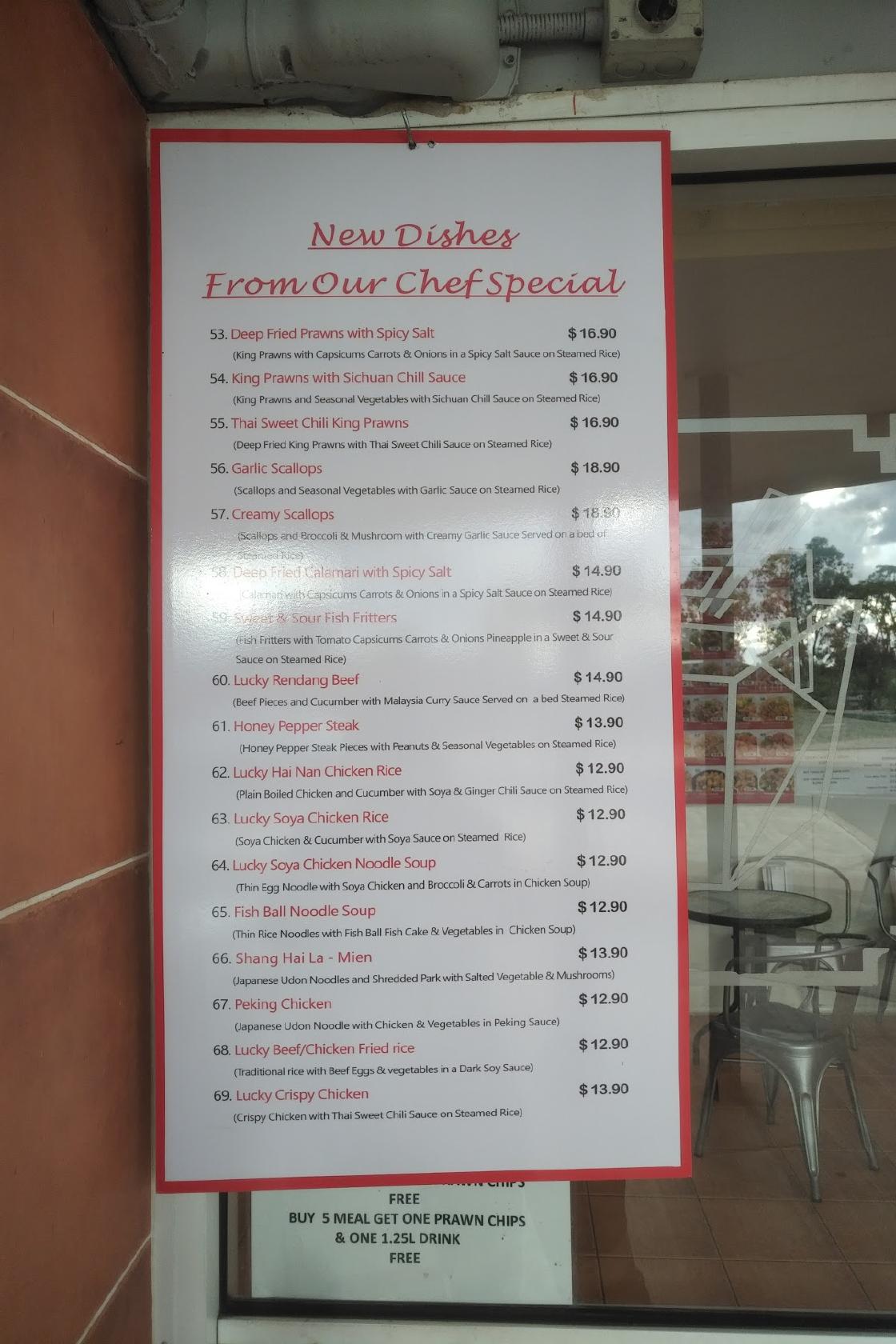 Menu at Lucky Noodle Box restaurant, Emerald