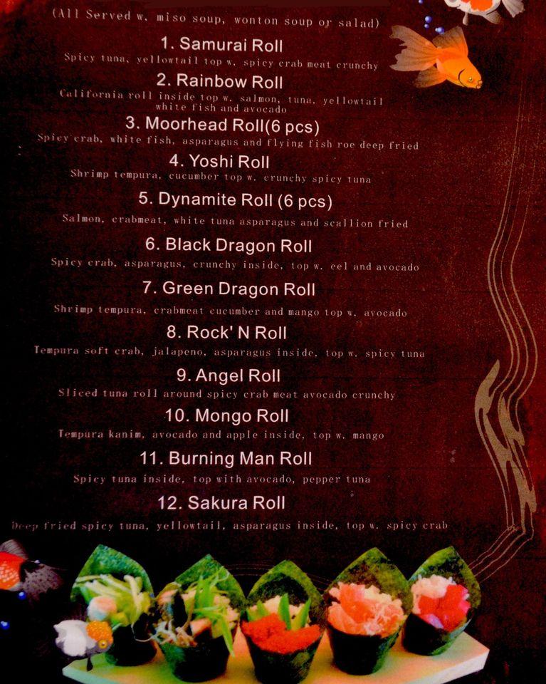 Menu at Samurai | Japanese Cuisine restaurant, Fargo
