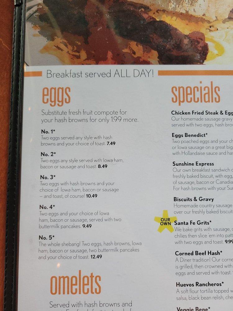 Menu at Drake Diner restaurant, Des Moines