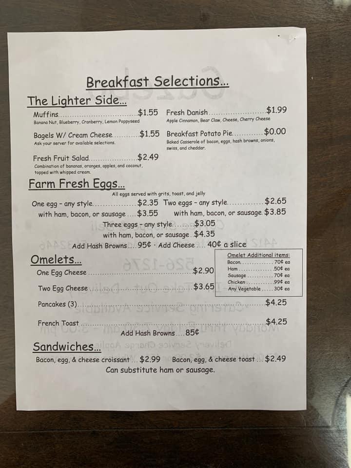 Menu at Gazebo Coffee Shoppe & Deli cafe, Marianna