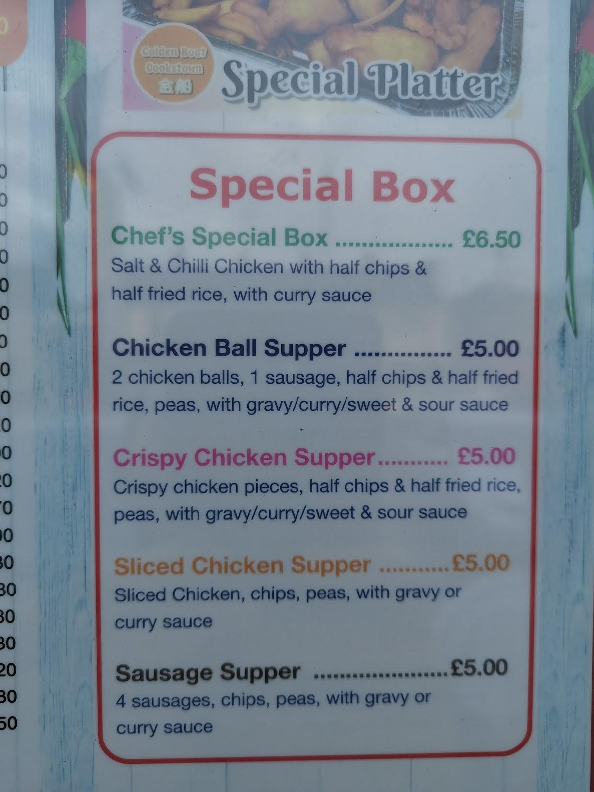 Menu at Golden Boat Cookstown restaurant, Cookstown