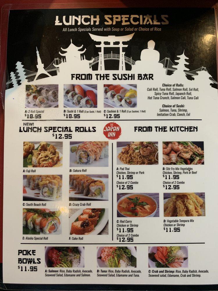 Menu at Japan Inn restaurant, Weston